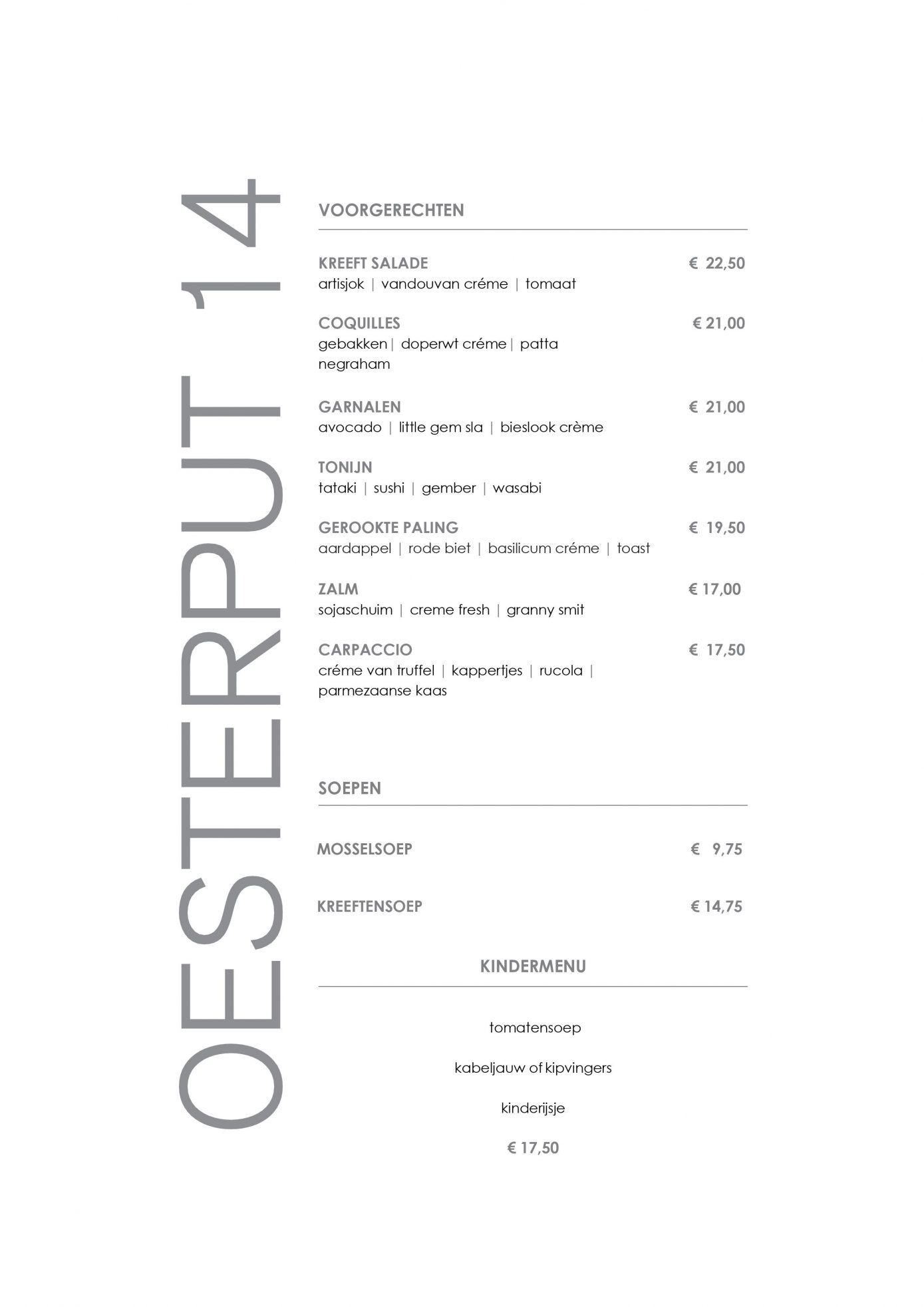 Menu - Restaurant Oesterput 14